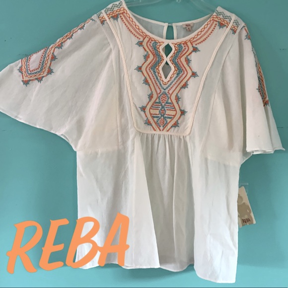 Reba | Tops | Adorable Reba Southwestern Stitched Flowy Top | Poshmark